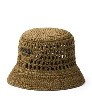 Prada Woven Bucket Hat - Green