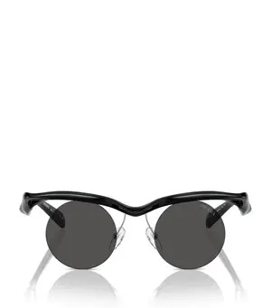 Prada Runway Round Frame Sunglasses - Black
