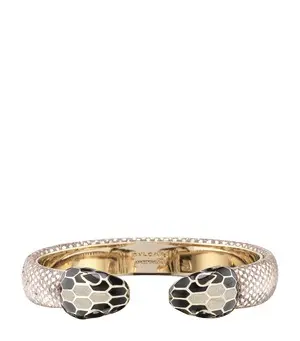 BVLGARI Bvlgari Leather Serpenti Forever Bracelet Beige