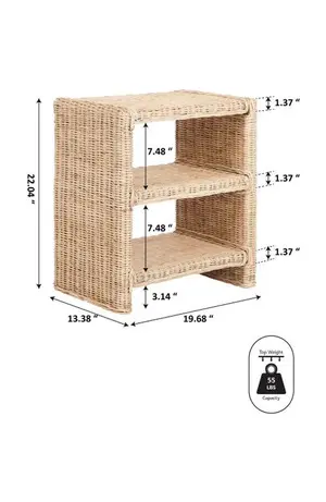 JONATHAN Y Praerie Coastal Bohemian Rattan/wood 3 Tier End Table - Natural