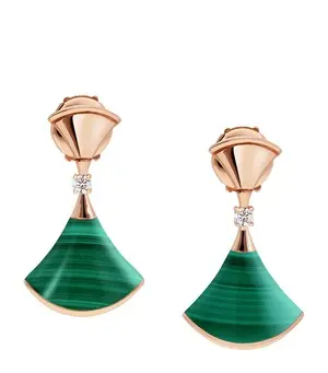 BVLGARI Diamond And Malachite Divas’ Dream Earrings - Rose Gold