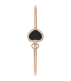 Chopard Diamond And Onyx Happy Diamonds Bangle - Rose Gold