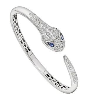 BVLGARI 18kt Gold Diamond And Sapphire Serpenti Bangle - White
