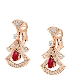 BVLGARI Diamond And Ruby Divas’ Dream Openwork Earrings