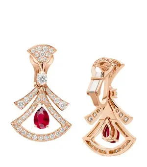 BVLGARI Diamond And Ruby Divas’ Dream Openwork Earrings