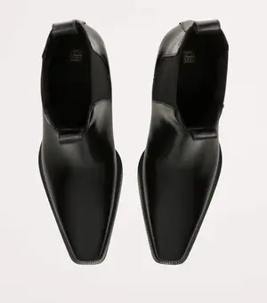 TOTEME Leather City Ankle Boots - Black