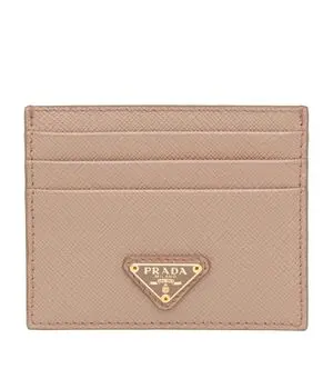 Prada Saffiano Leather Card Holder Nude