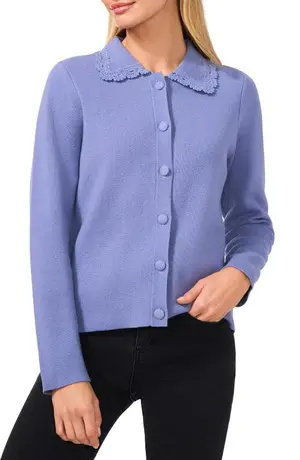 CECE DUPRAZ Collared Cardigan - Blue Blossom