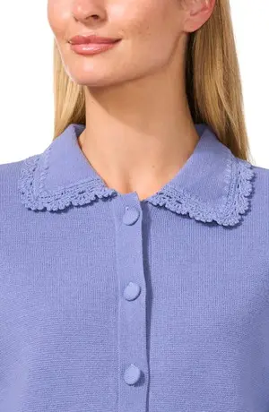 CECE DUPRAZ Collared Cardigan - Blue Blossom