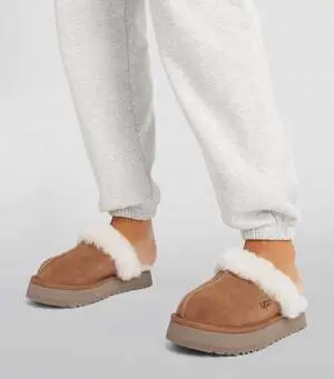 UGG Suede Platform Slippers - Beige