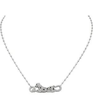 Cartier White Gold And Diamond Panthère De Necklace - Silver