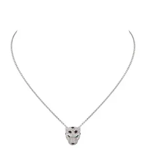 Cartier Panthère De White Gold And Diamond Necklace - Green