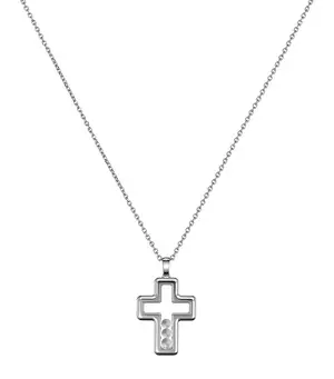 Chopard White Happy Diamonds Cross Necklace - Gold