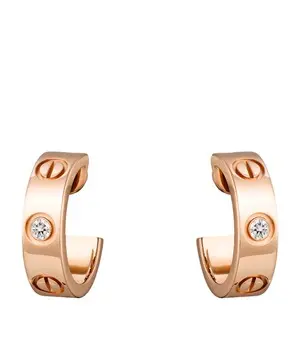 Cartier Love Diamond Hoop Earrings - Rose Gold