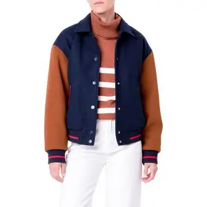 English Factory Colorblock Bomber Jacket - Navy Multi