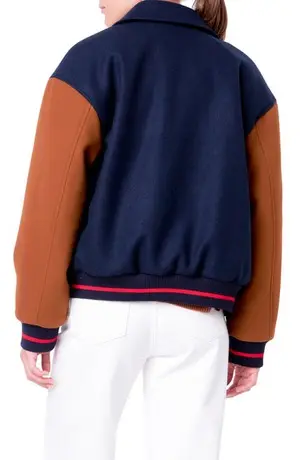 English Factory Colorblock Bomber Jacket - Navy Multi