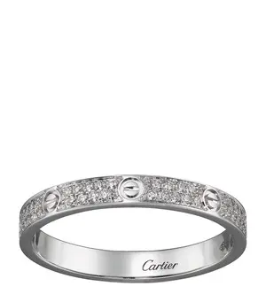Cartier 18k Gold Diamond Love Ring - White
