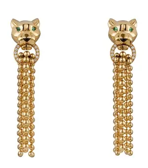 Cartier Yellow Diamond, Tsavorite, And Onyx Panthère De Earrings - Gold