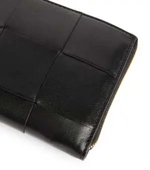 Bottega Veneta Leather Intreccio Wallet - Gold