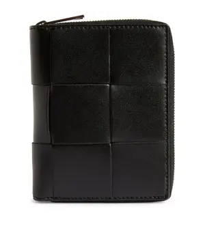 Bottega Veneta Leather Intreccio Wallet Grey