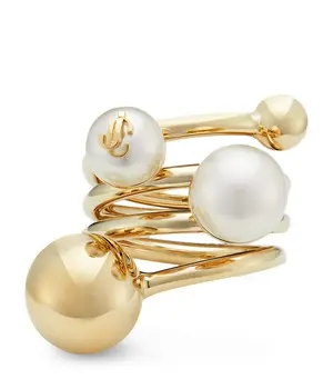 JIMMY CHOO Faux Pearl Stack Ring