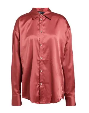 Dsquared2 Satin Shirt With Crystal Detail - Rust