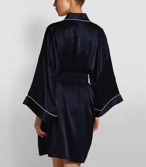 Olivia Von Halle Silk Mimi Robe - Navy