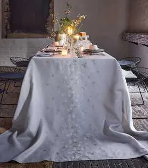 ALEXANDRE TURPAULT Linen Embroidered Tablecloth - Silver
