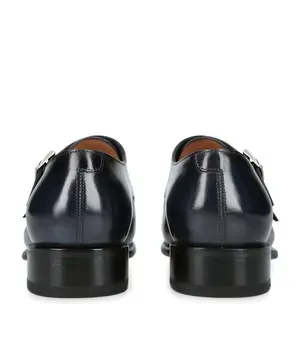 Santoni Leather Monk Shoes - Navy
