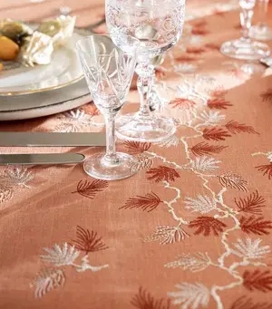 ALEXANDRE TURPAULT Linen Embroidered Tablecloth - Brown