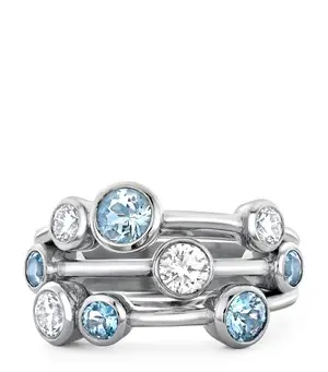 BOODLES Platinum, Diamond And Aquamarine Raindance Cluster Ring