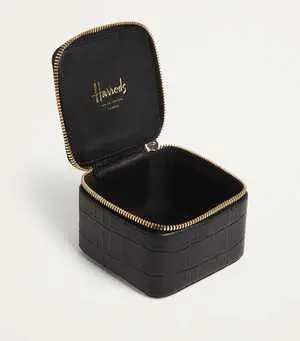 Harrods Small Leather Trinket Box - Black