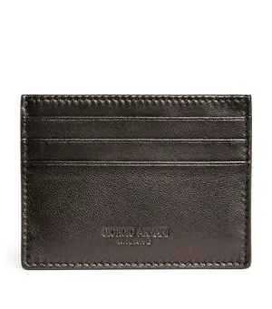 Giorgio Armani Lamb Leather Card Holder - Black