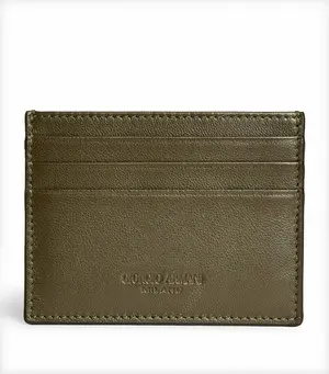 Giorgio Armani Lamb Leather Card Holder - Green