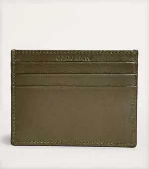 Giorgio Armani Lamb Leather Card Holder - Green