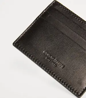 Giorgio Armani Lamb Leather Card Holder - Black
