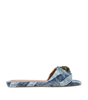 Kurt Geiger Kensington Leather Slides With Eagle Embellishment