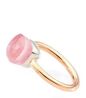 Pomellato Mixed Gold And Rose Quartz Nudo Ring - Pink