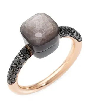 Pomellato Rose Gold, Obsidian And Diamond Nudo Ring Black