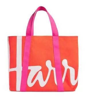 Harrods Cotton Logo Tote Bag - Orange