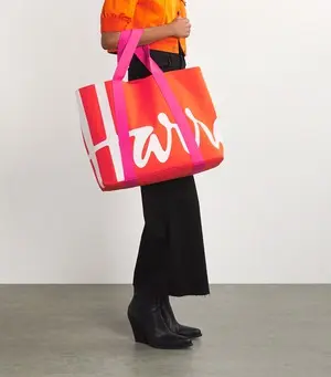 Harrods Cotton Logo Tote Bag - Orange