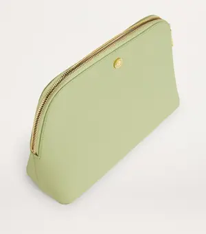Harrods Large Leather Cosmetics Bag - Green