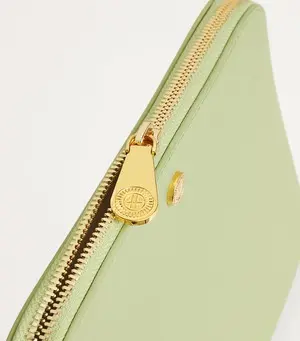 Harrods Large Leather Cosmetics Bag - Green
