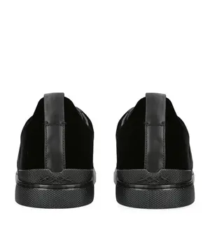 Zegna Velvet Triple Stitch Sneakers - Black