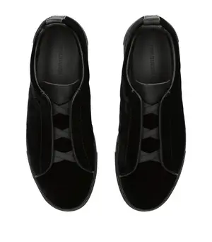 Zegna Velvet Triple Stitch Sneakers - Black