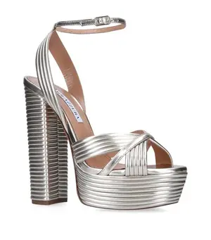 AQUAZZURA Metallic Sundance Platform Sandals - Gold