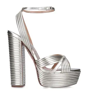 AQUAZZURA Metallic Sundance Platform Sandals - Gold