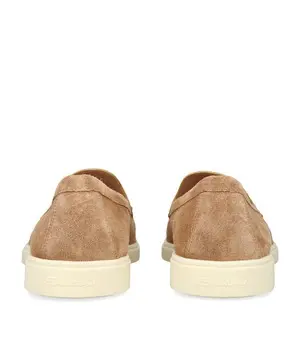 Santoni Suede Detroit Loafers - Beige