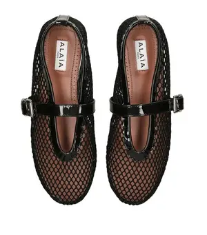 Alaïa Leather Mesh Ballet Flats