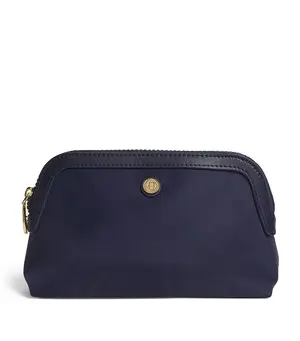 Harrods Small Nylon Wash Bag With Leather Trims - Navy